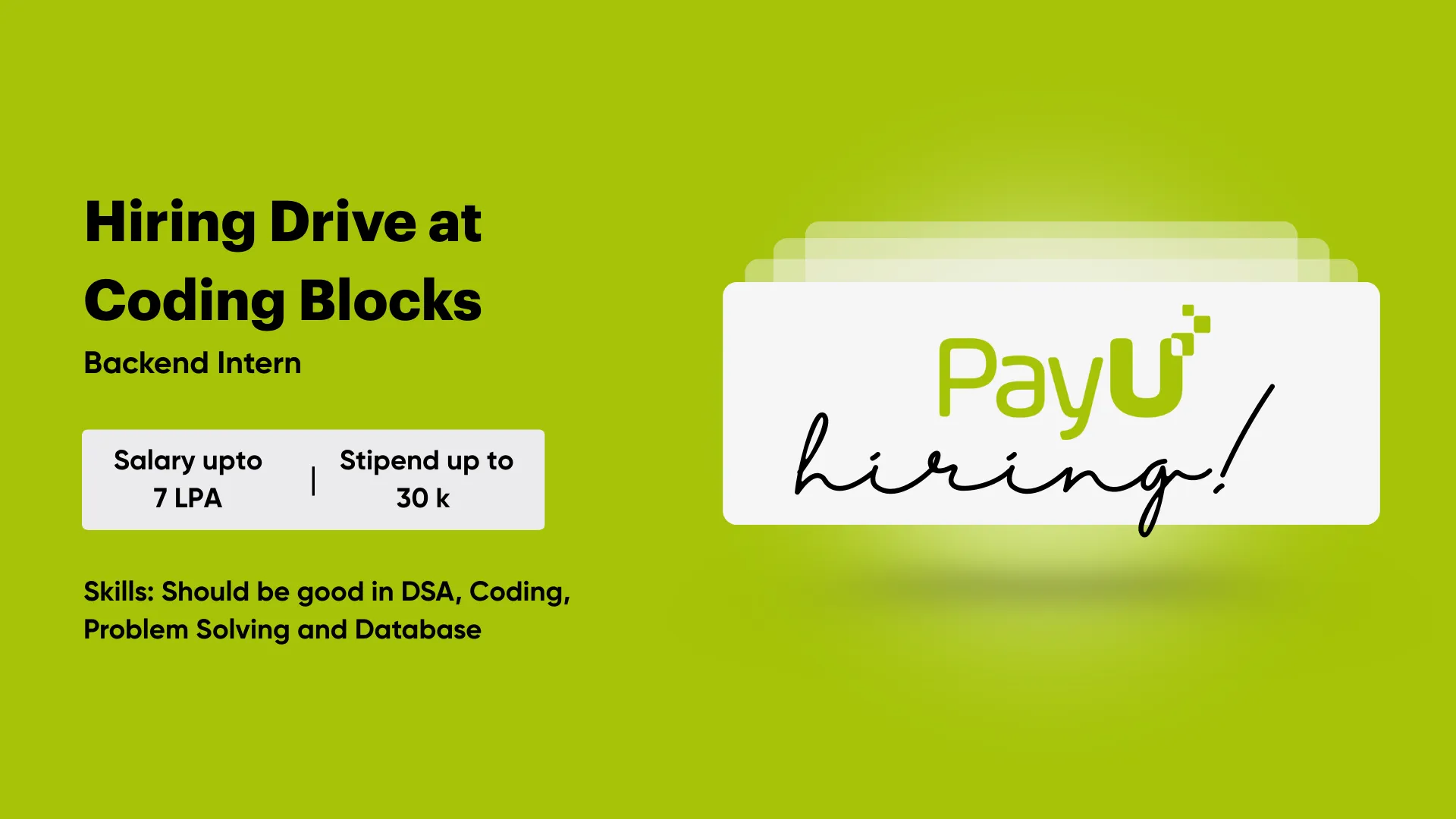 Backend Developer Intern at PayU – FinTech Hiring via Coding Blocks